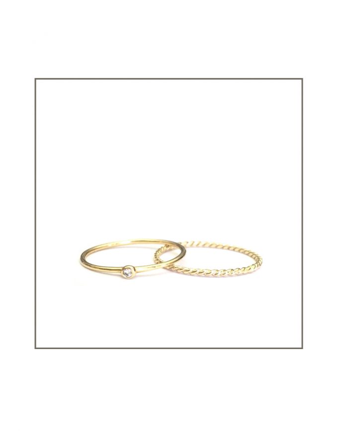 Yellow Gold Twist & Diamond Spec Ring - Pretty Found Things
